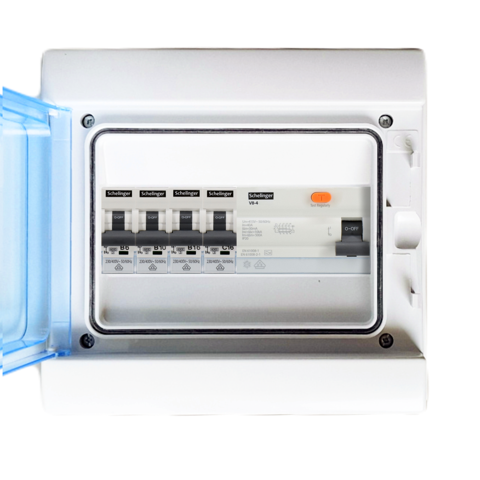 Sicherungskasten IP65 8M Komplett 1 x 1P B6 + 1 x 1P B10 + 1 x 1P B16 – AMK ELEKTRO